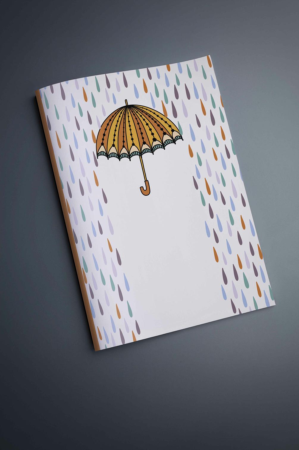 Cartoonic Umbrella In the rain fall with Colorful Rain Droplets Style ...