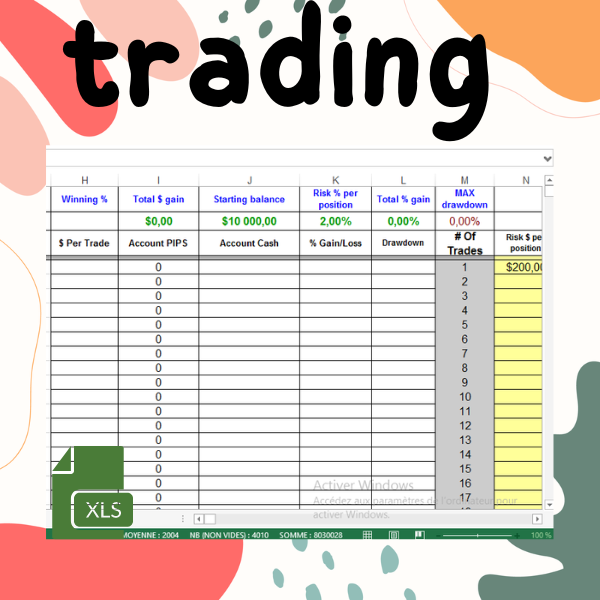 trading journal / automated Dashboard and built-in Calculations Excel ...