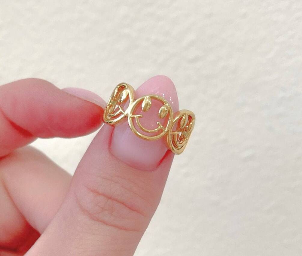gold smiley face ring