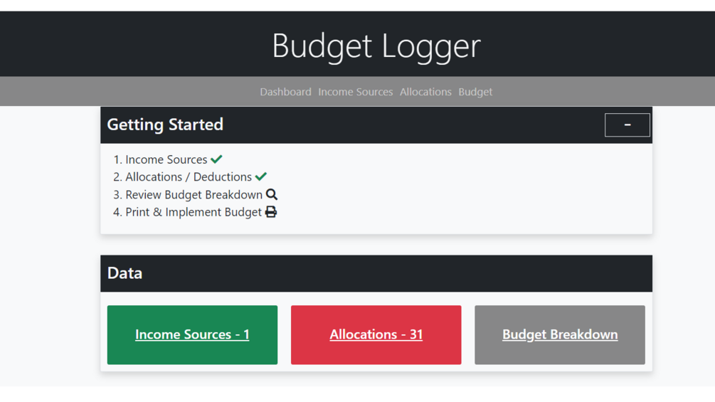 Budgeting Web App. - BudgetLogger.com