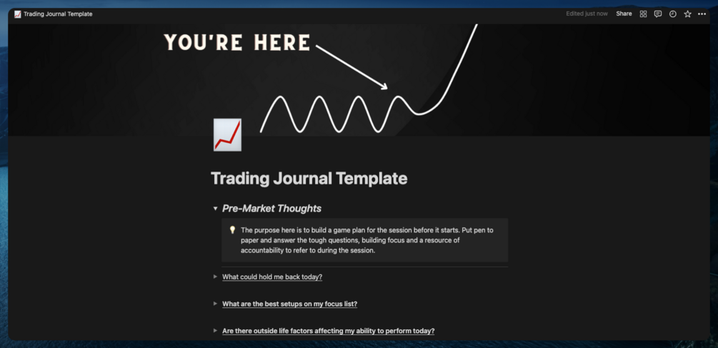 Simple Daily Trading Journal Template (3-2-3 Method)