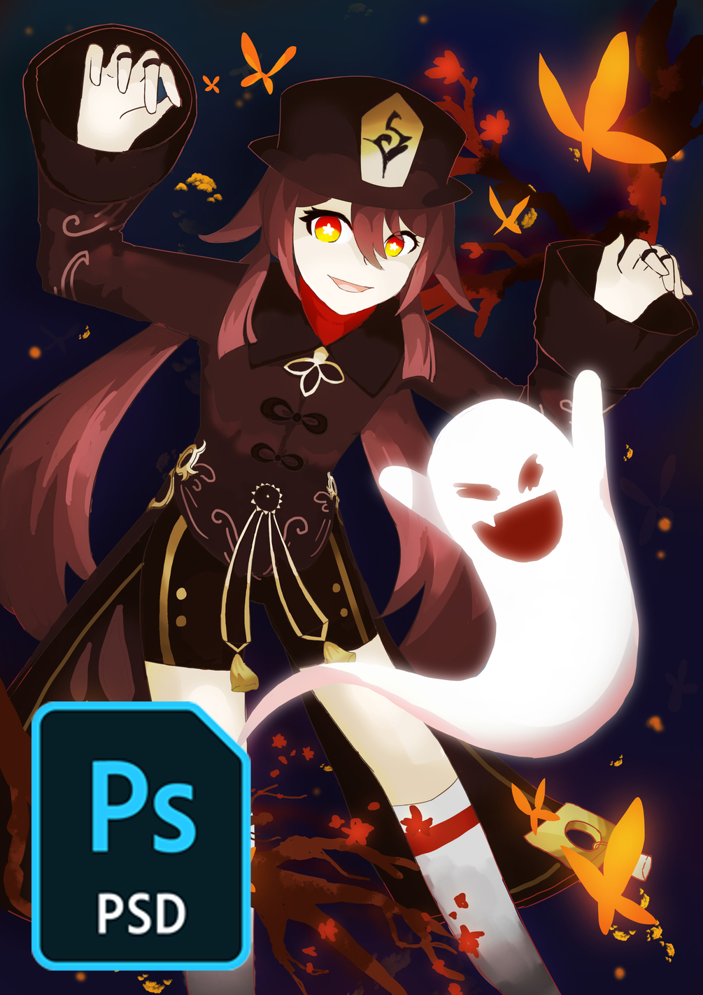 HuTao Fan Art PSD file