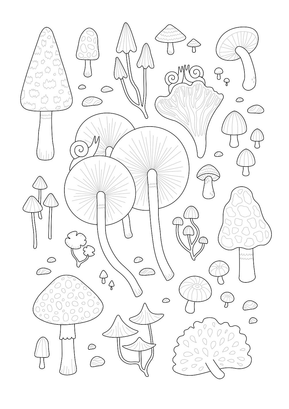 Fungi Forest Free Colouring Sheet