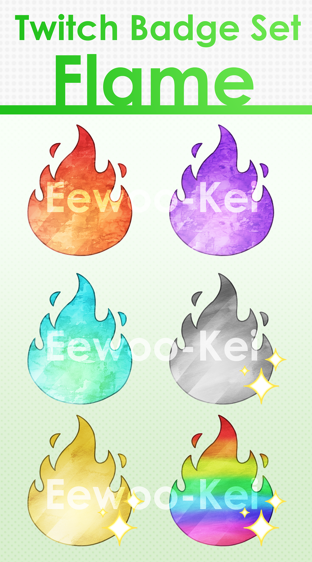 Flame [Twitch Badge Set of 6]