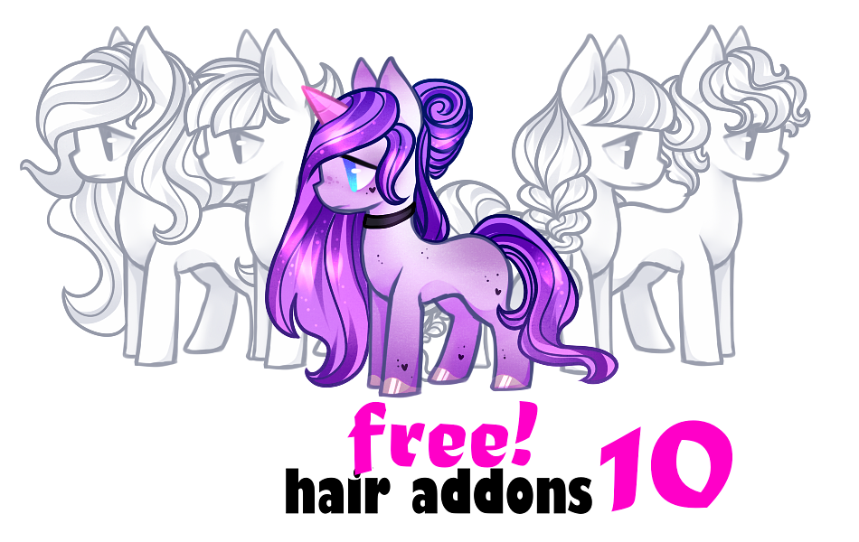 FREE Addons Hair 10 for pony base by BaseAdopts
