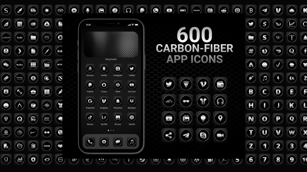 Carbon Fiber App Icons iOS 14,15,16+