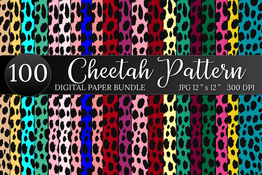 100 Cheetah Pattern Digital Papers Bundle