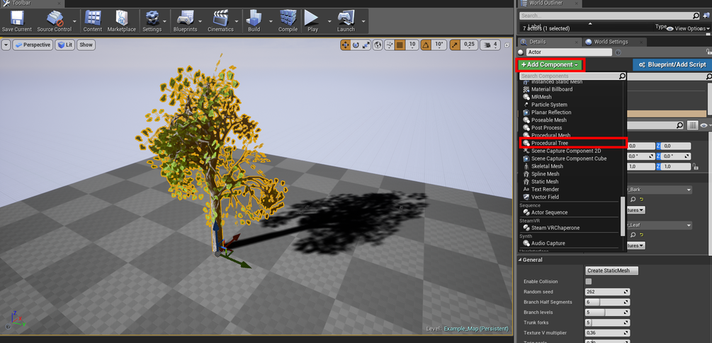 Unreal Engine 4 : Procedural Tree Component
