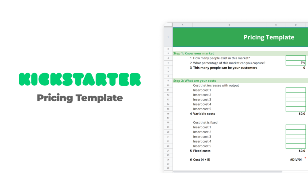 Kickstarter Pricing Template