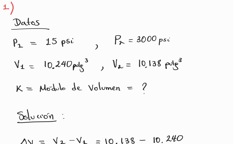 Solución: En una prueba para determinar el módulo volumétrico de un ...