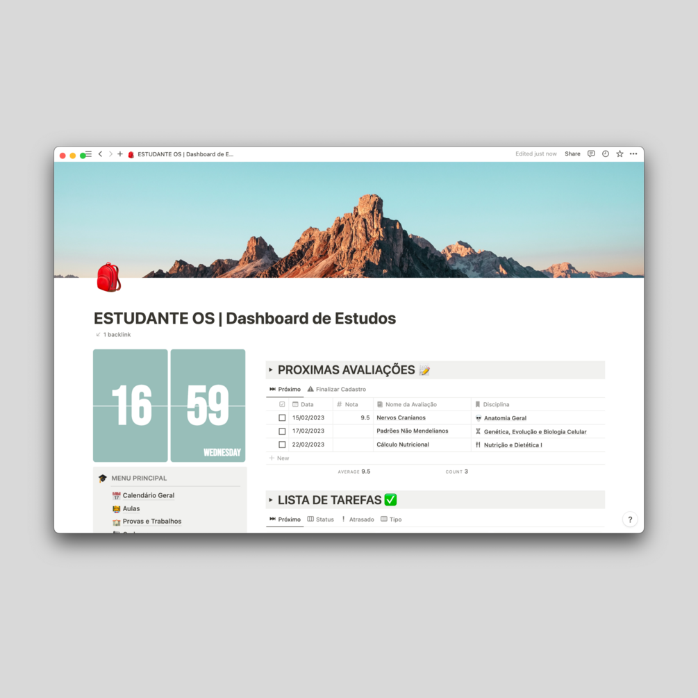 Estudante OS | Dashboard de Estudos para Notion