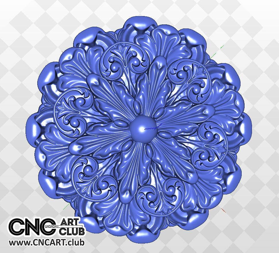 3D-20003 - Decorative floral design - 3D STL file for CNC woodworking