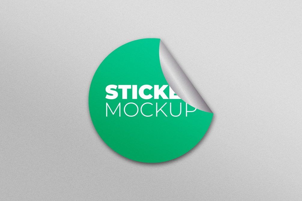 Round sticker design mockup