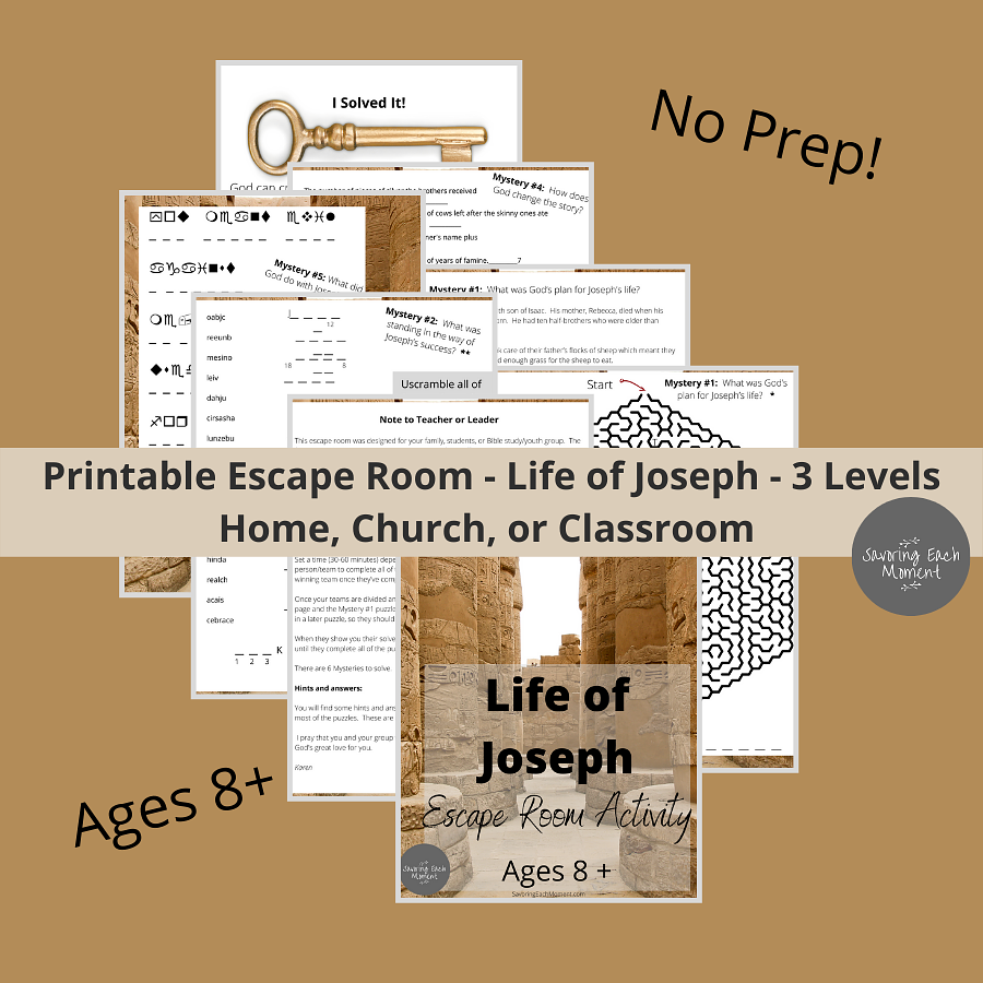 Life of Joseph - Printable Bible Escape Room Game