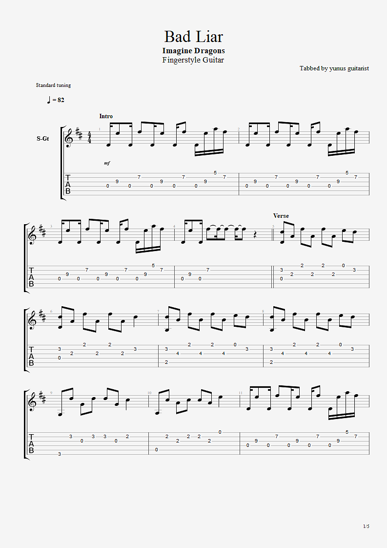 Fingerstyle Guitar - Bad Liar