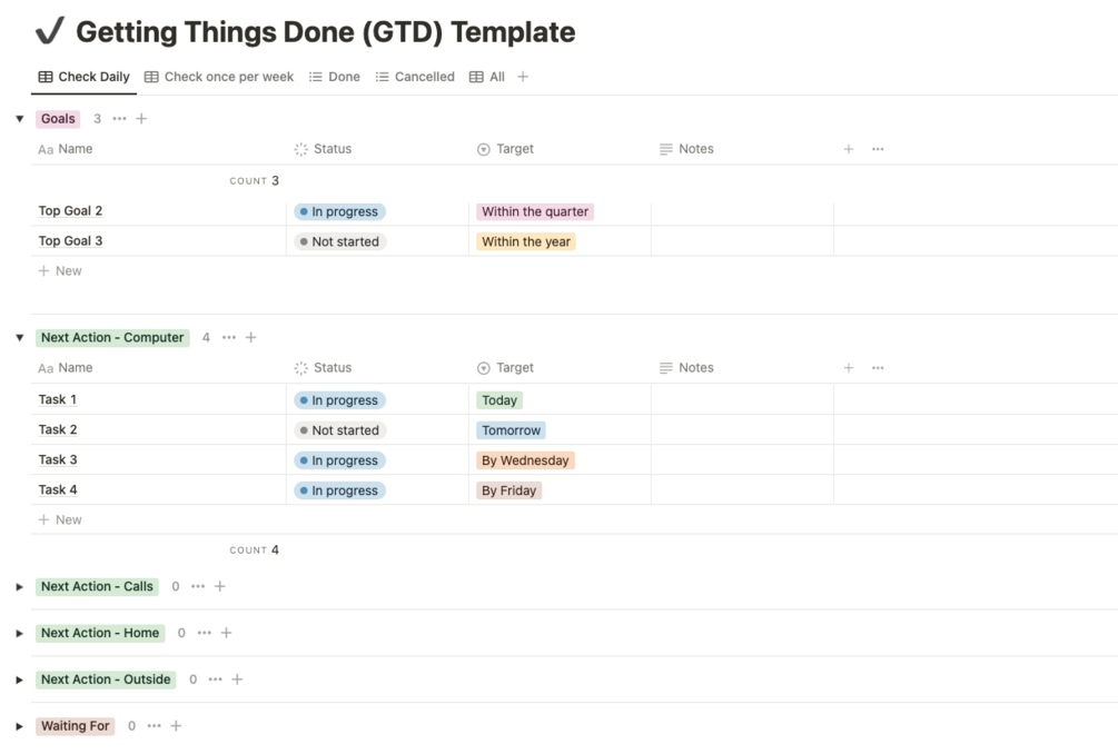 Getting Things Done® (GTD®) Template (Notion)