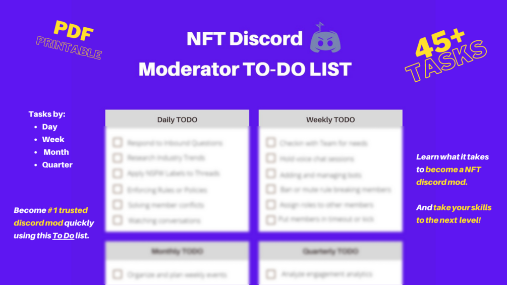 NFT Discord Moderator Checklist (45+) | Learn to Become a Mod