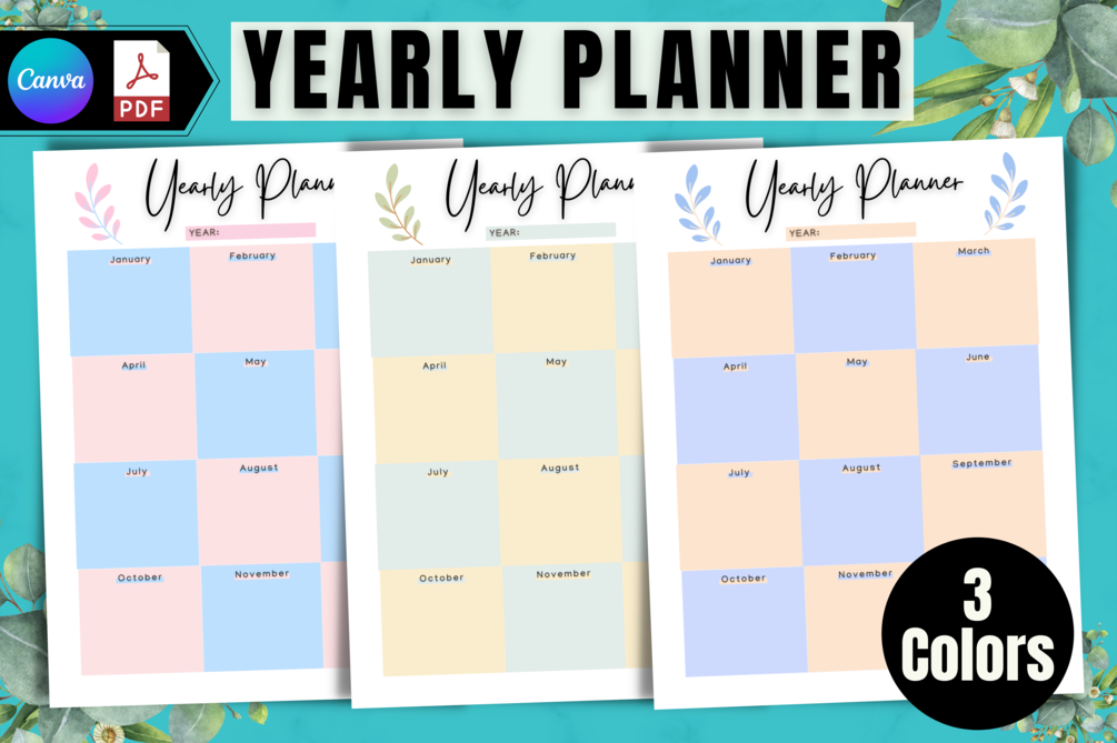 Yearly Planner Printable Canva Template