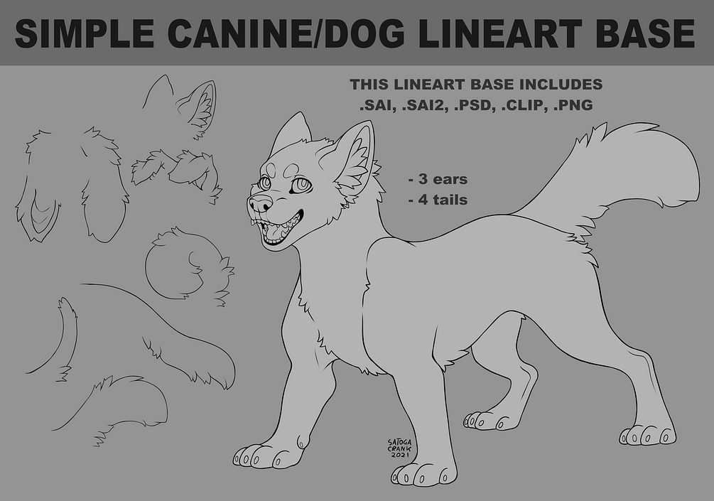 Simple Dog / Canine Lineart Base
