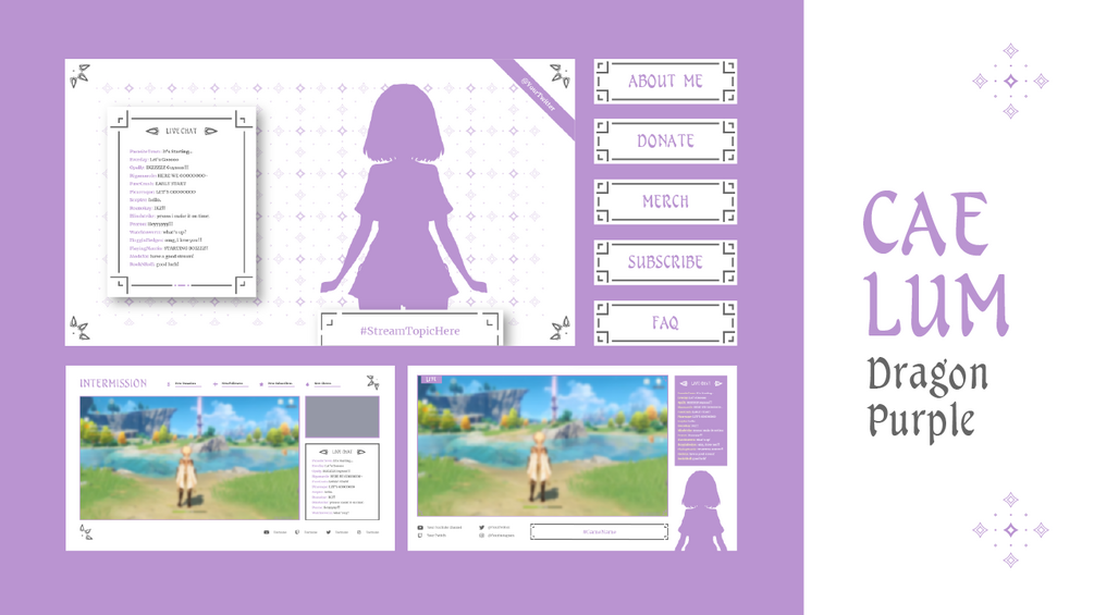 Caelum Stream Overlay Pack - Dragon Purple [Vtuber Compatible]