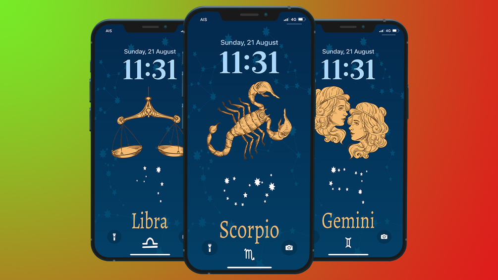 Blue/Gold Astrology iPhone Wallpapers, Pack of 12 Zodiac Signs ...
