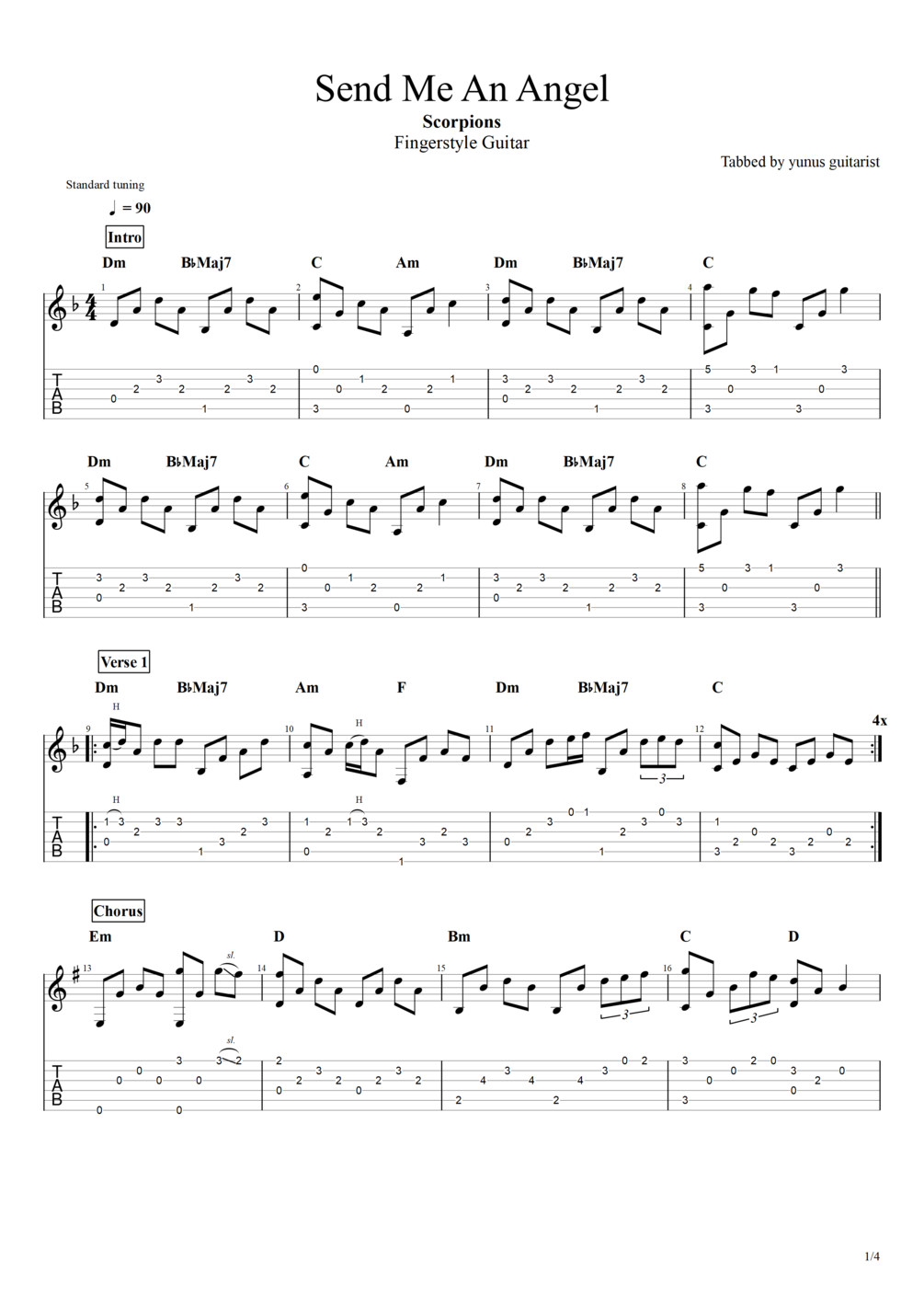 TAB. Send Me An Angel - Scorpions
