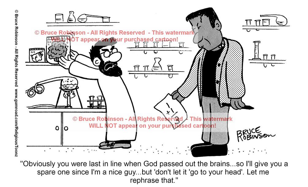 "Obviously you were last in line..." cartoon