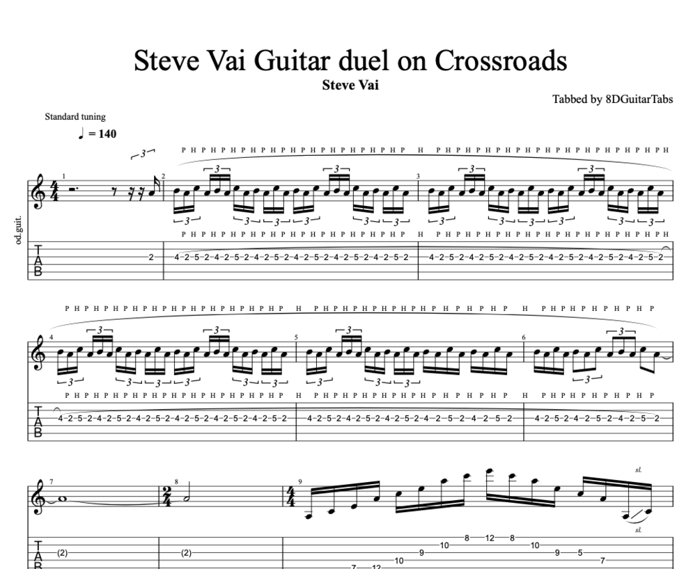 Steve Vai Guitar duel on Crossroads TAB