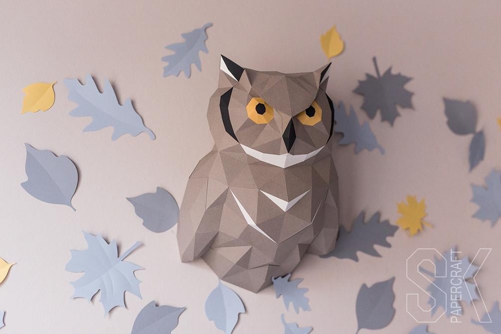 СОВА (НАСТЕННЫЙ ДЕКОР) / PAPERCRAFT OWL template pdf Eagle owl ...