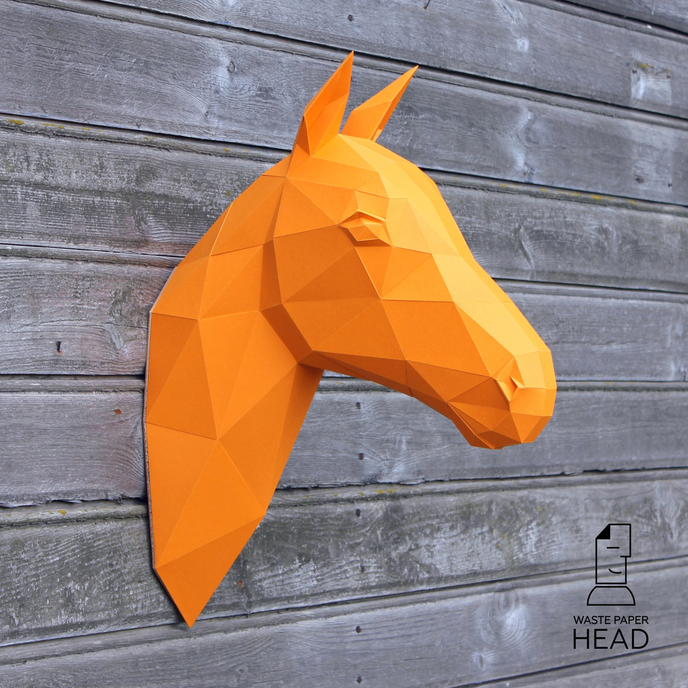 03 - бумажная голова коня - цифровой шаблон для печати