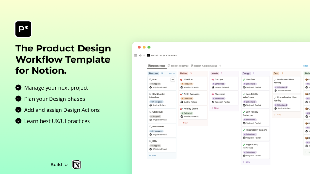 PRCSS* The Product Design Workflow Template for Notion