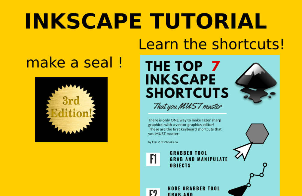 Inkscape Tutorial Golden SEAL for your Book AND Shortcuts Infographic