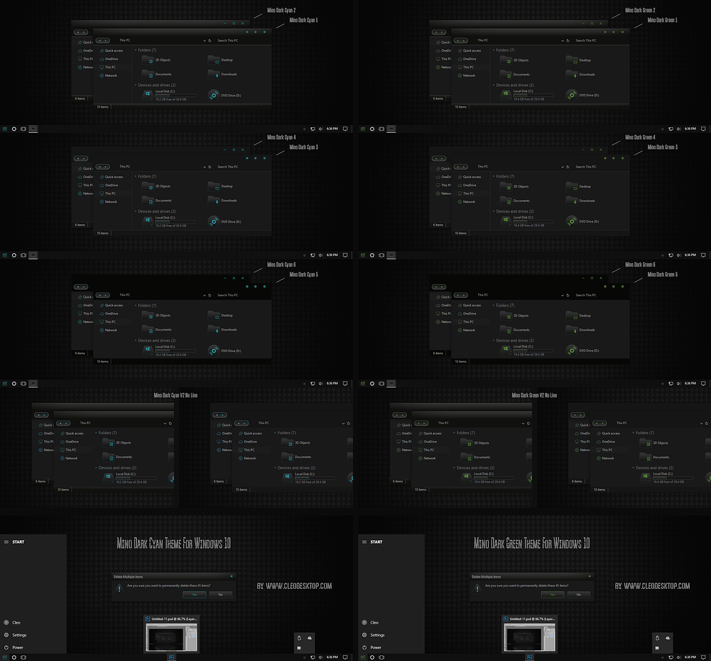 Mino Dark Cyan And Green Theme For Windows 10