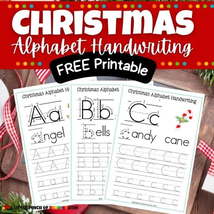 Christmas Alphabet Handwriting Worksheets FREE