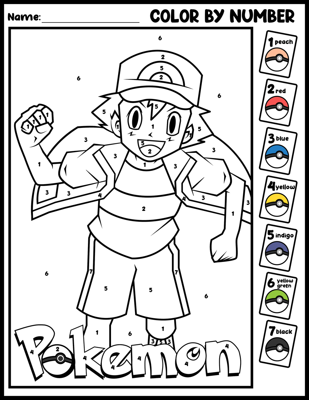 Pokemon Inspired Color by Number
