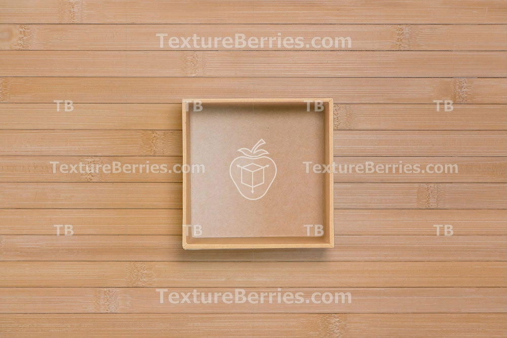 Square box on bamboo, top view