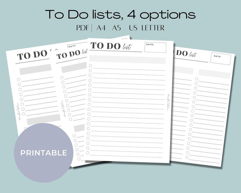 To Do List, 4 option columns A5 Ring Planner