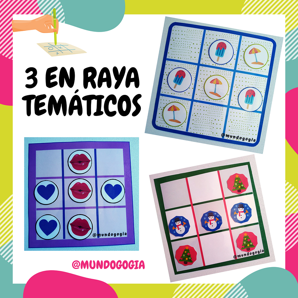 Tres en raya temático: verano, navidad y san valentín