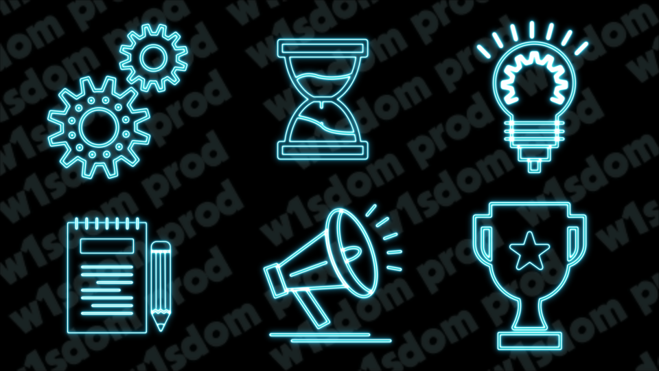 Neon Glowing Business Icons Line Vector Animation Pack