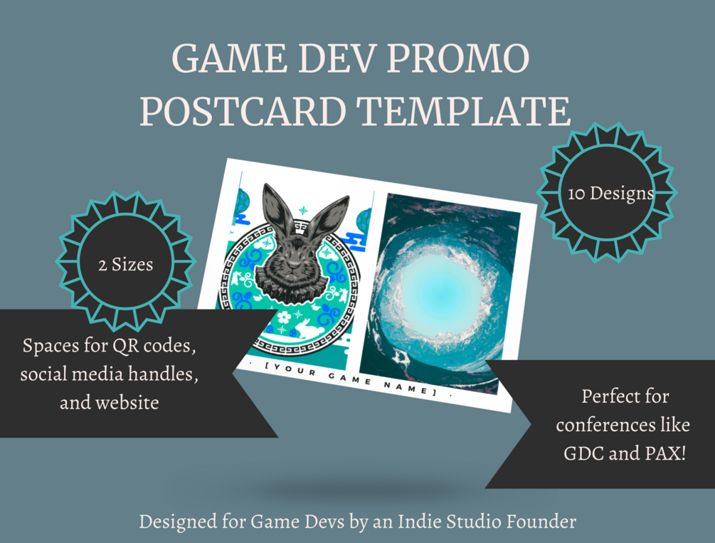 Game Dev Promo Postcard Template | For Conferences & Events like GDC ...
