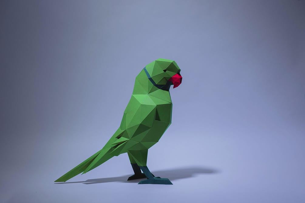 Parrot Green Peper Craft, Parrot Model, Parrot Digital Template, Parrot ...
