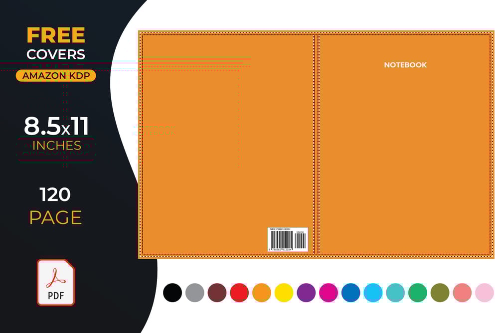 Free Kdp Book Cover 8.5x11 in 16 Different Colors