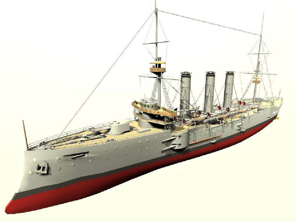 HMS CORNWALL 1903 WW1 BRITISH CRUISER 3D MODEL