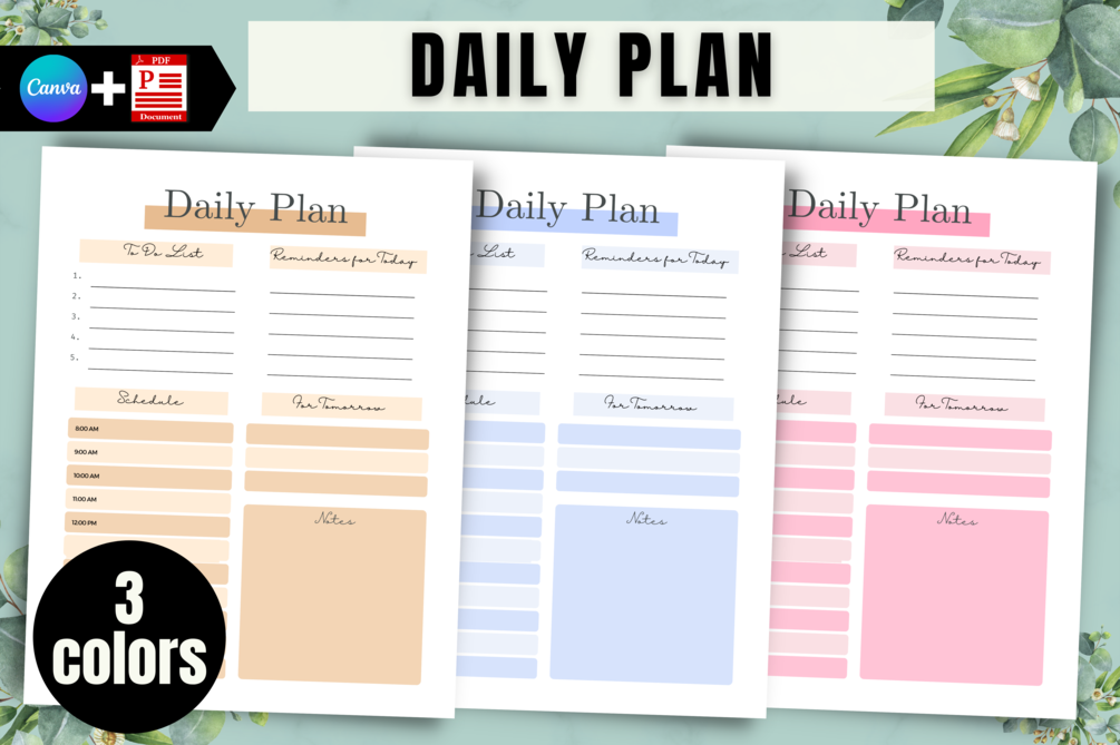 Daily Planner Printable Canva Template