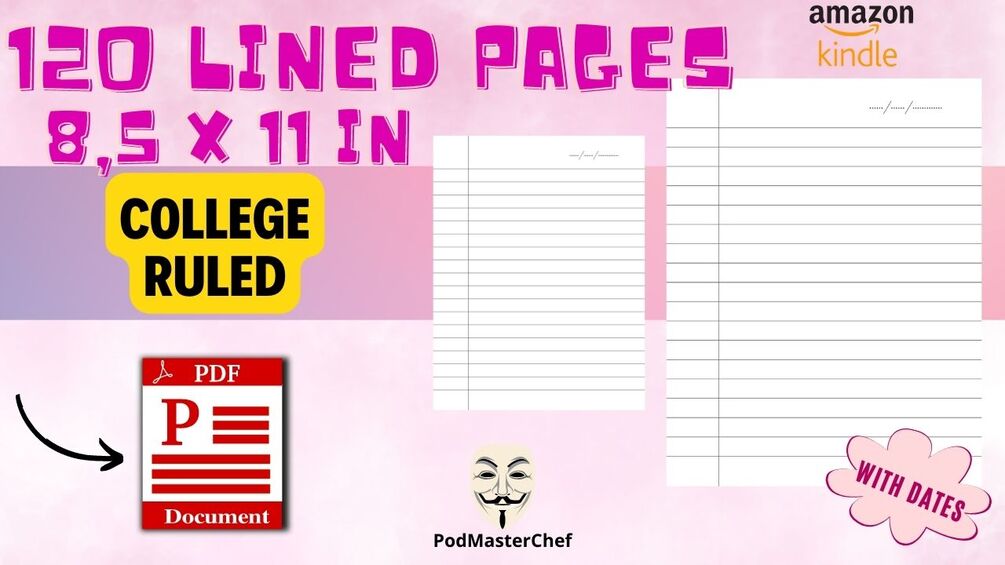 120 pages ( 8,5 x 11 in) college rulled lined interior notebook journal ...