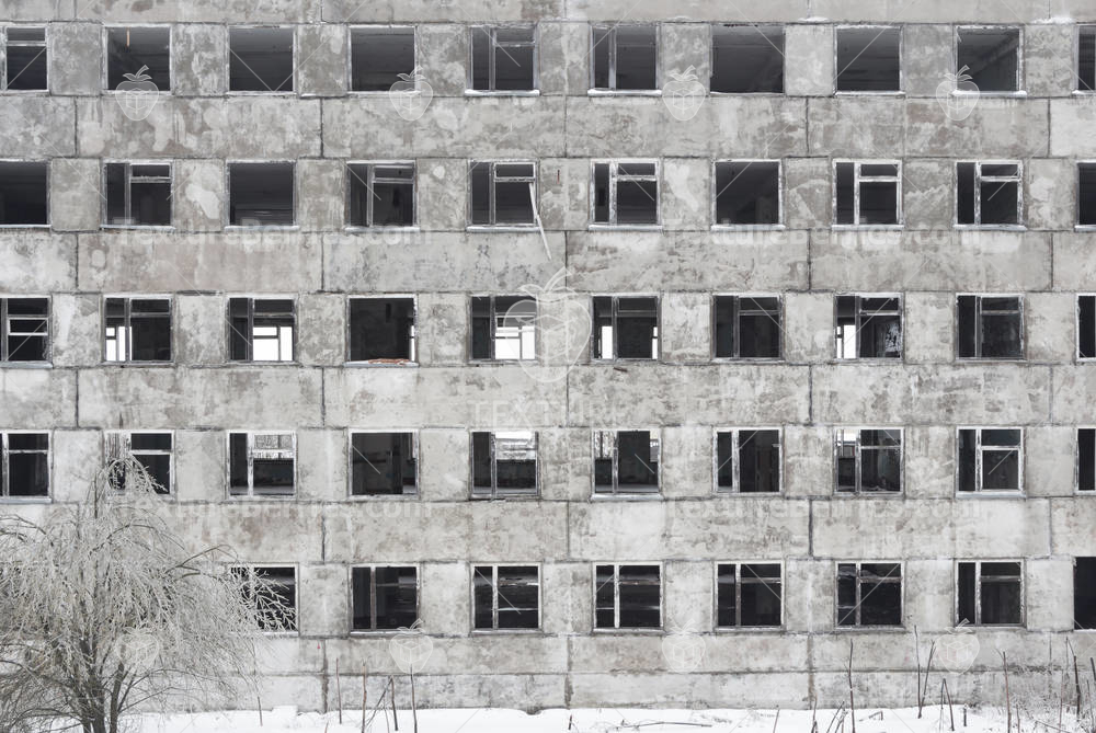Front faсade of abandoned building