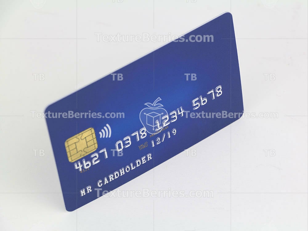 Blue credit card isolated on white background