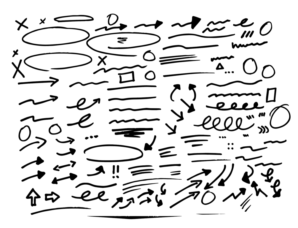 152 hand-drawn sharpie vector/svg arrows, lines, circles, squares ...