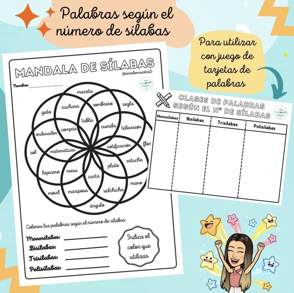Mandala de sílabas + tabla nº de sílabas