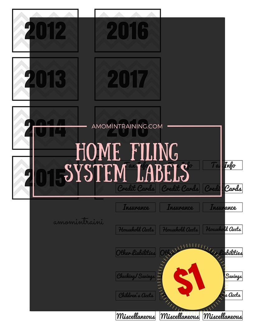 Home Filing System Labels